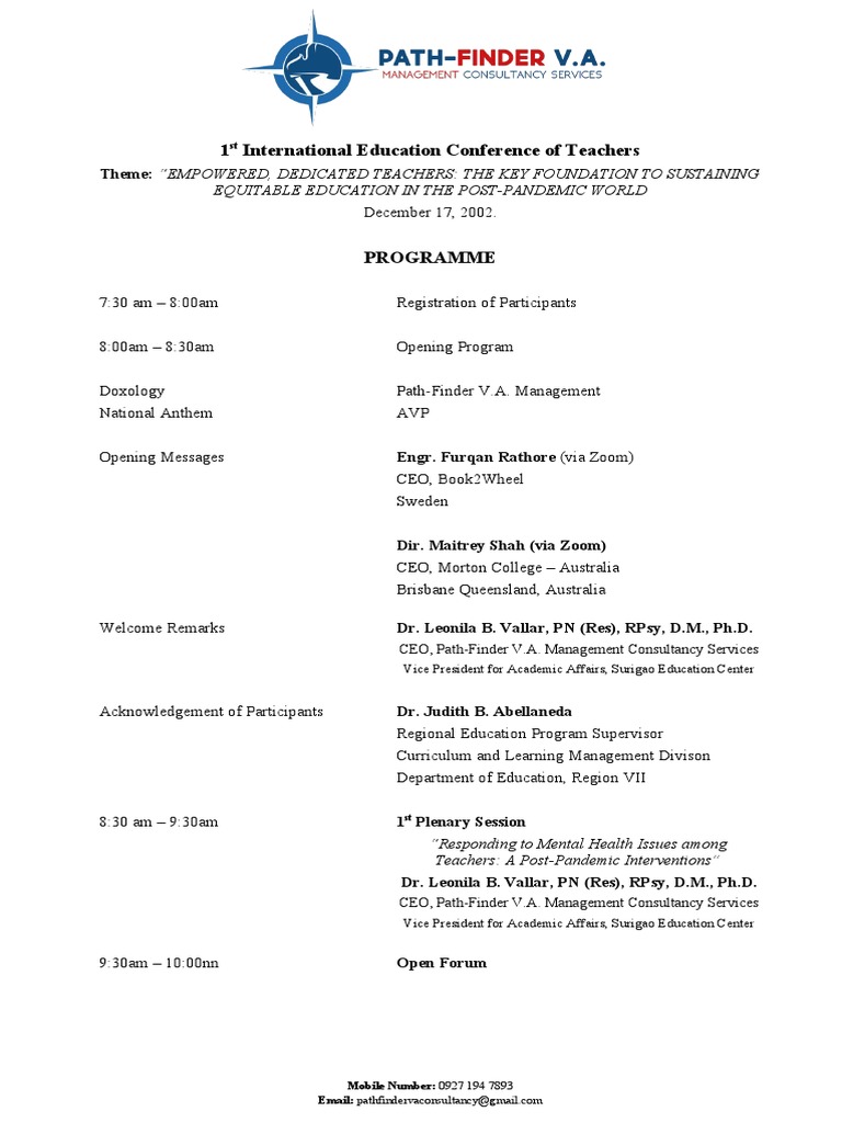 1ST International Education Conference Programme | PDF