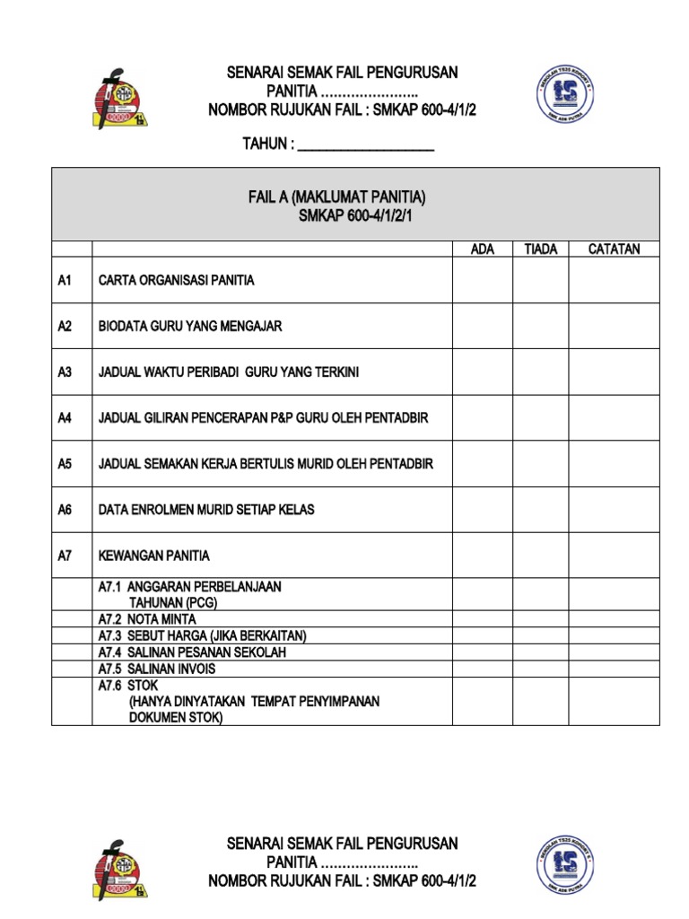 Senarai Semak Fail Pengurusan Panitia | PDF