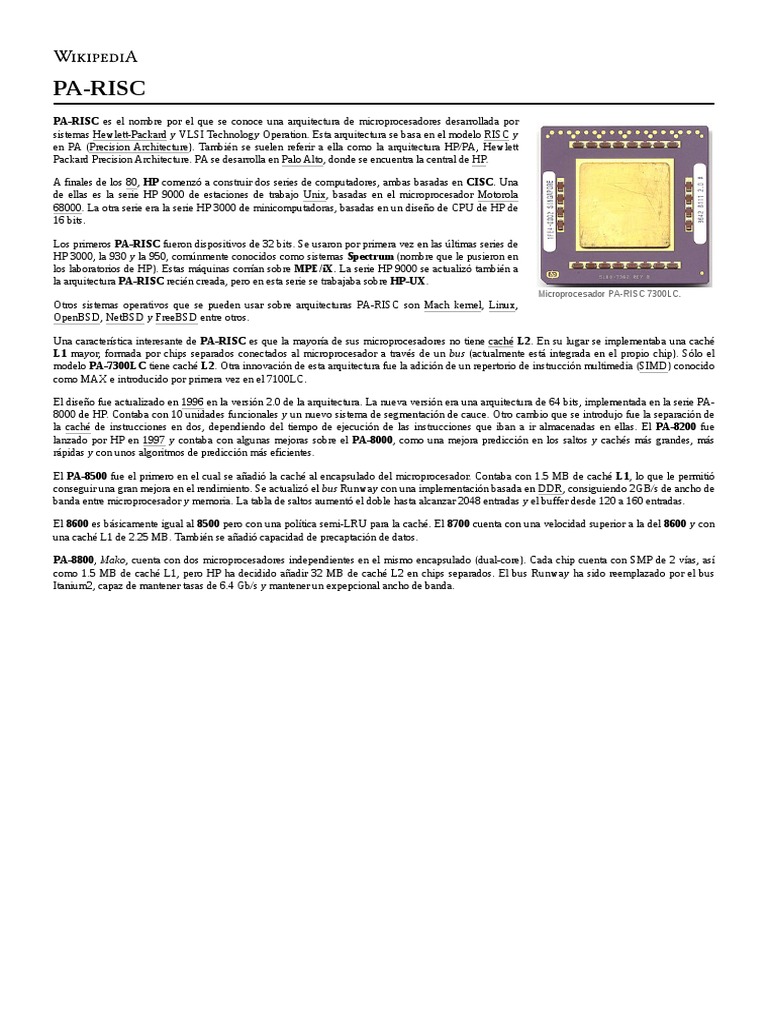 Pa Risc | PDF | Informática | Arquitectura de Computadores