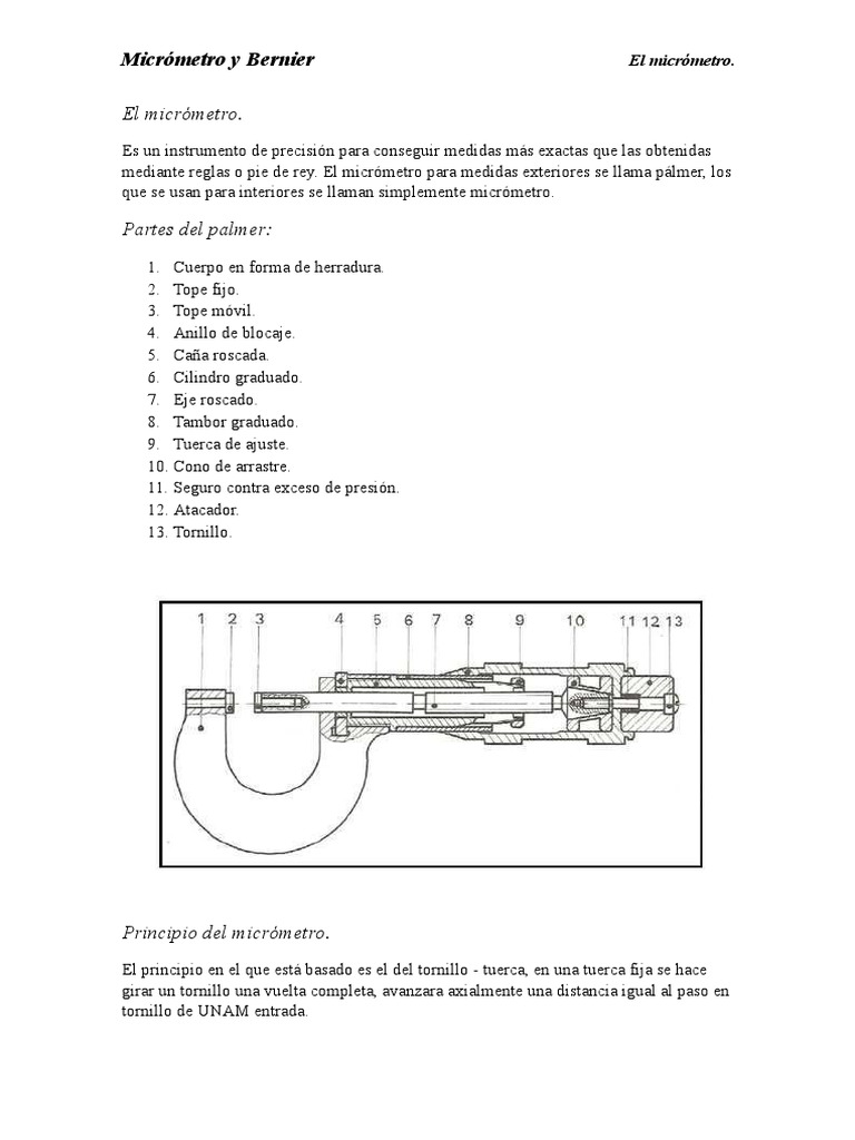 Micrómetro y Bernier | PDF