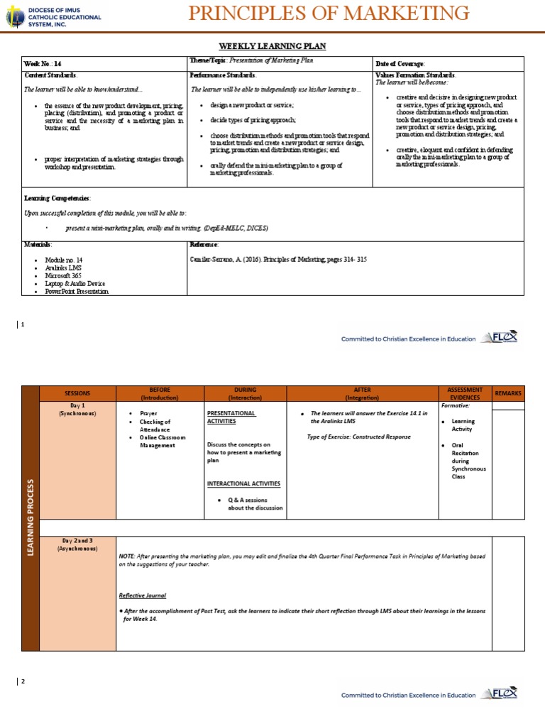 LP14- Principles of Marketing | PDF | Learning | Teaching