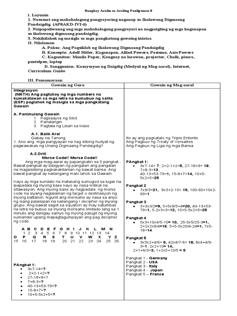 Banghay Aralin Sa Araling Panlipunan 8 | PDF