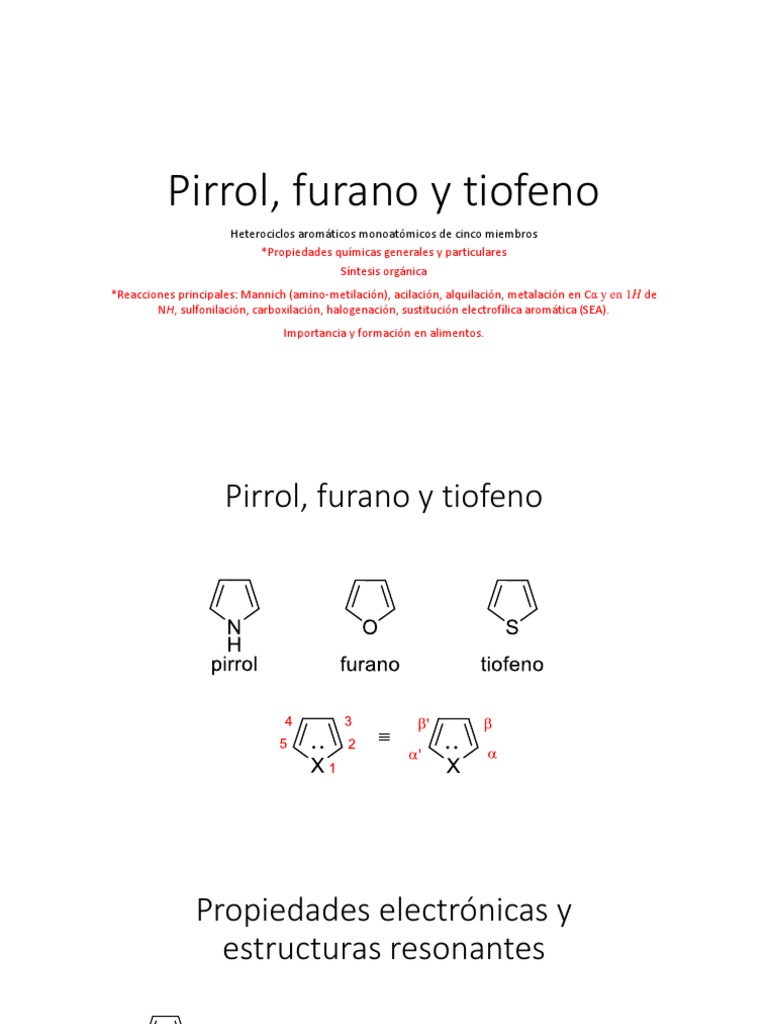 Pirrol, Furano y Tiofeno | PDF | Química | Química Orgánica