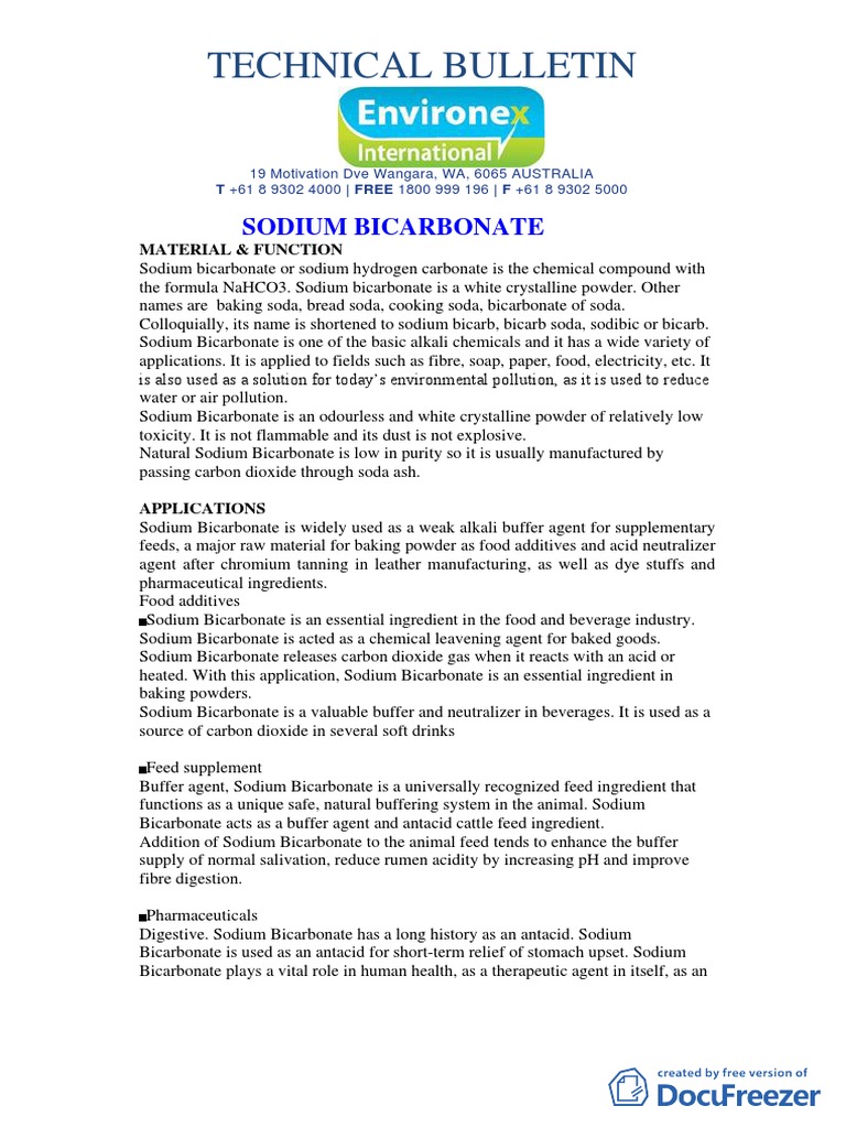 SodiumBicarbonate 2 | PDF | Sodium Bicarbonate | Sodium Carbonate