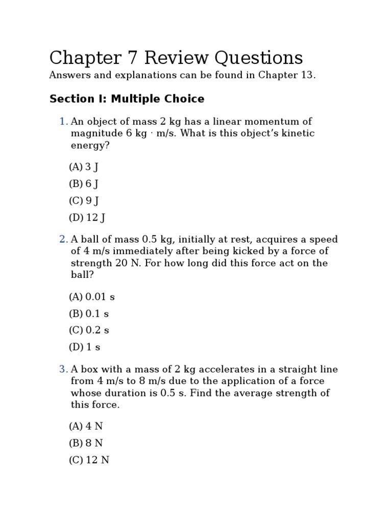 Chapter Questions Linear Momentum | PDF | Collision | Momentum Chapter Questions Linear Momentum | PDF | Collision | Momentum