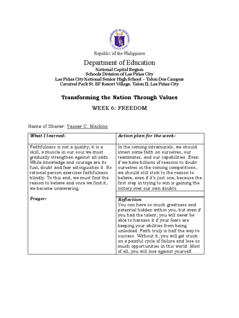 W6 Freedom Values Restoration | PDF