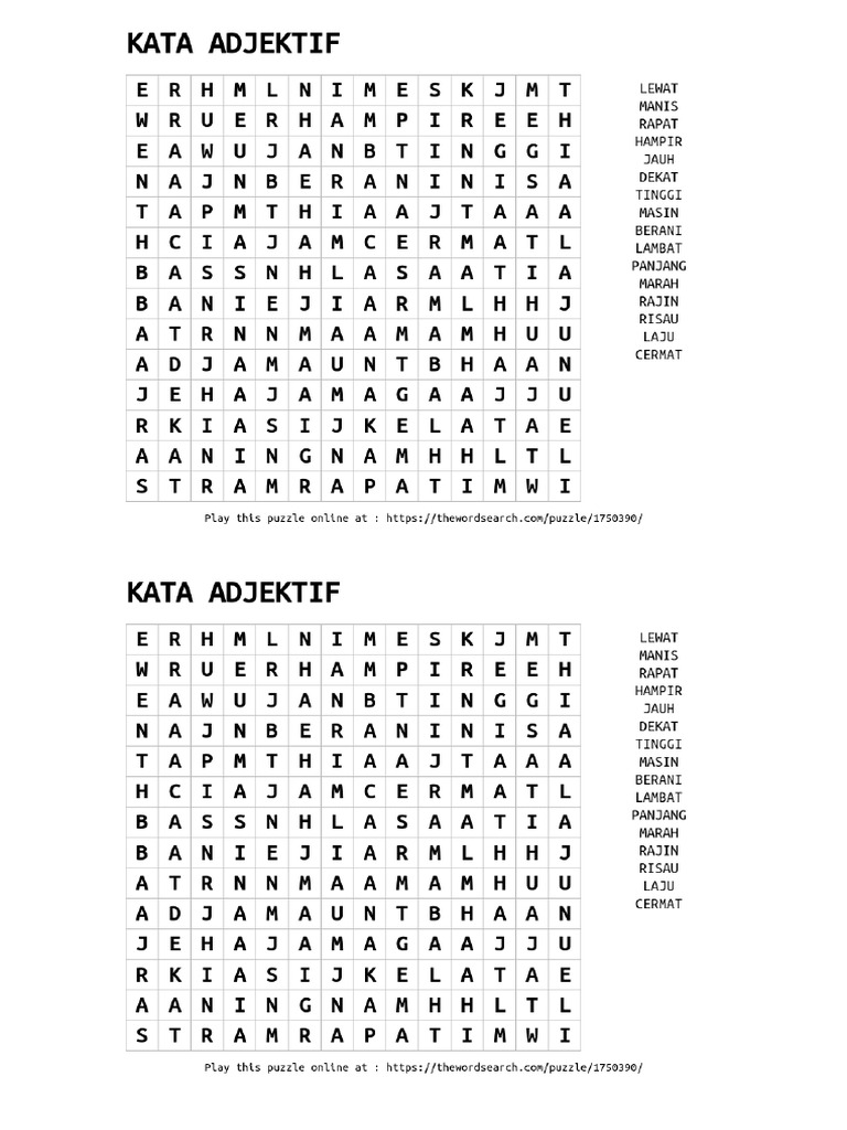 Latihan Silang Kata BM | PDF