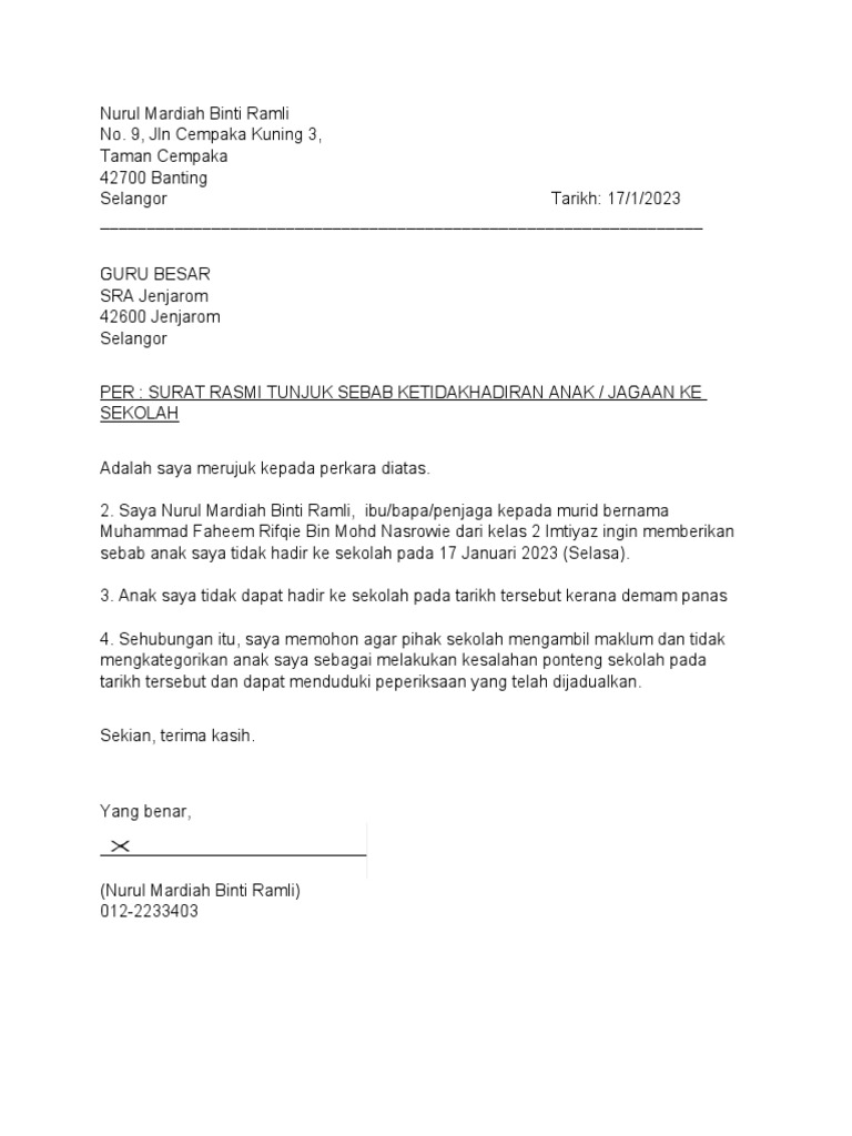 Contoh Surat Cuti Sakit | PDF