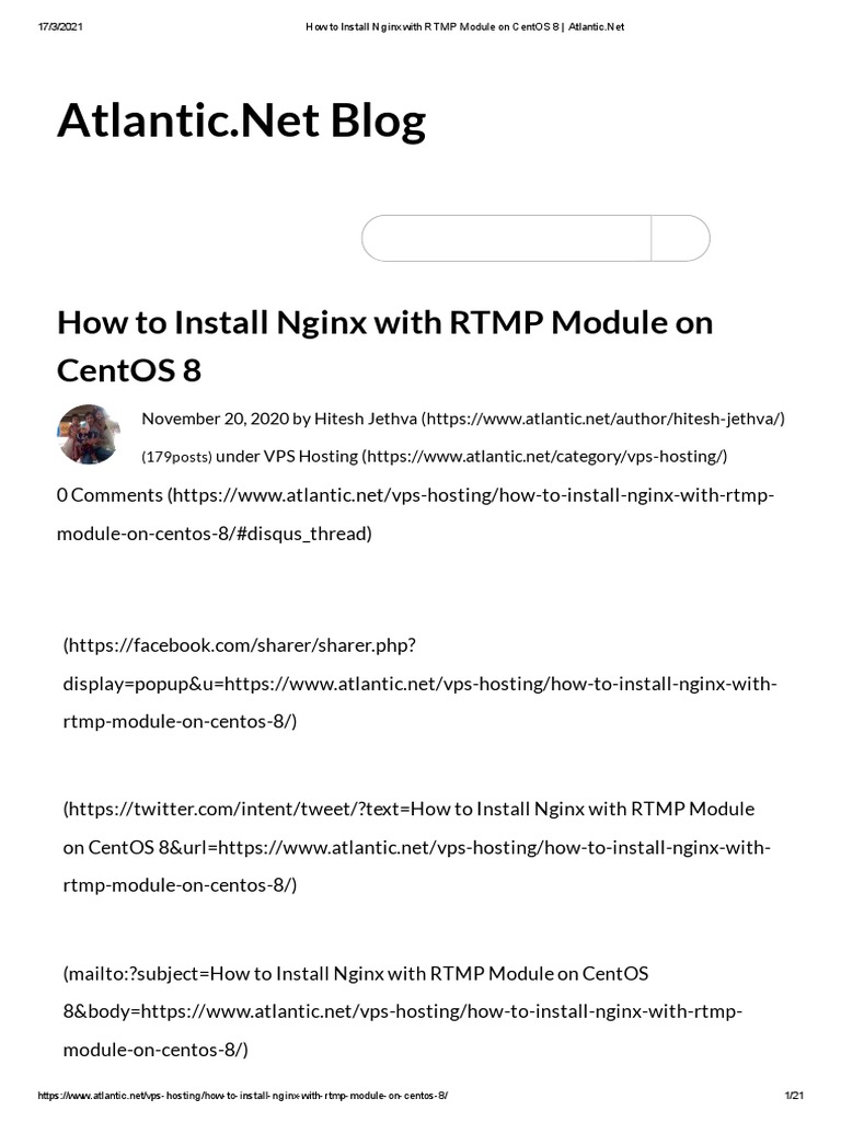 How To Install Nginx With RTMP Module On CentOS 8 | PDF | Cloud Computing | Streaming Media