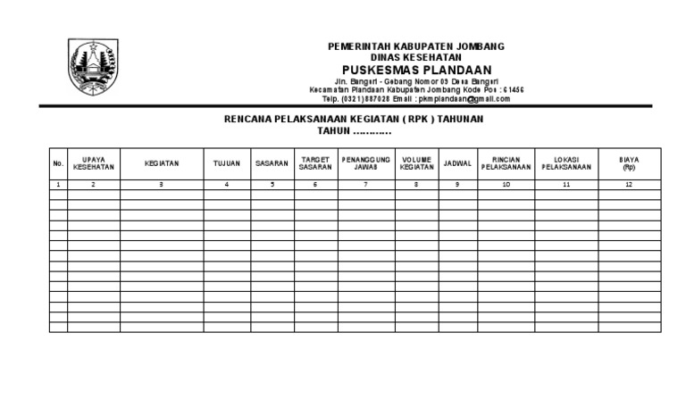 Format Baku RPK Tahunan Puspla (Word) | PDF