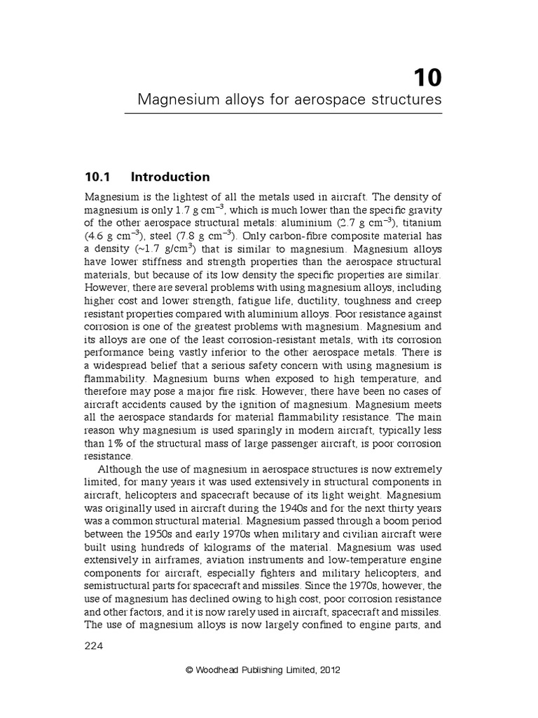 Applications Of Magnesium Alloys For Aerospace: A Review – TPKGJ