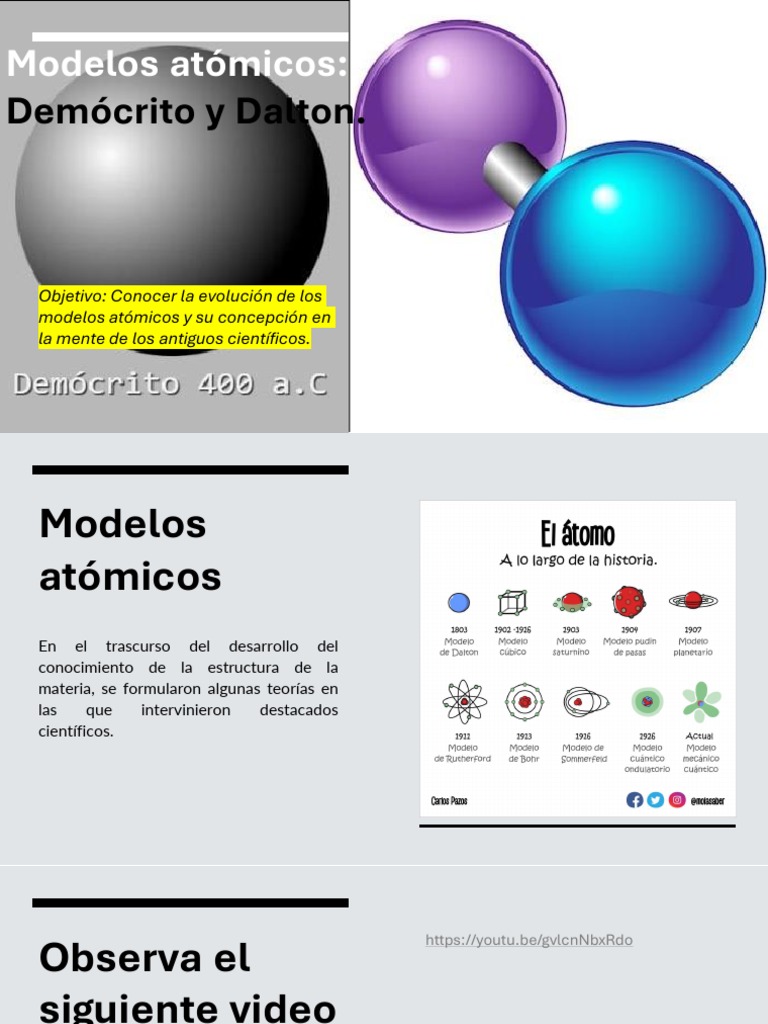 Modelos Atómicos: Demócrito y Dalton | PDF | Átomos | Química