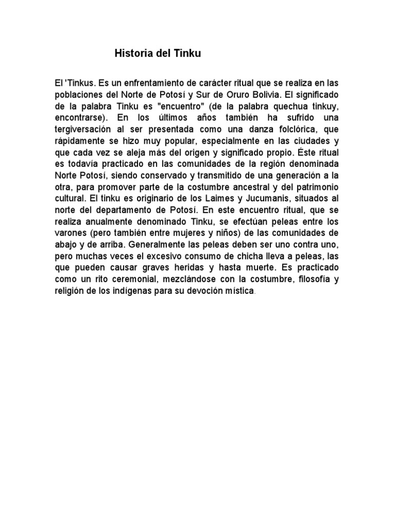 Historia Del Tinku | PDF