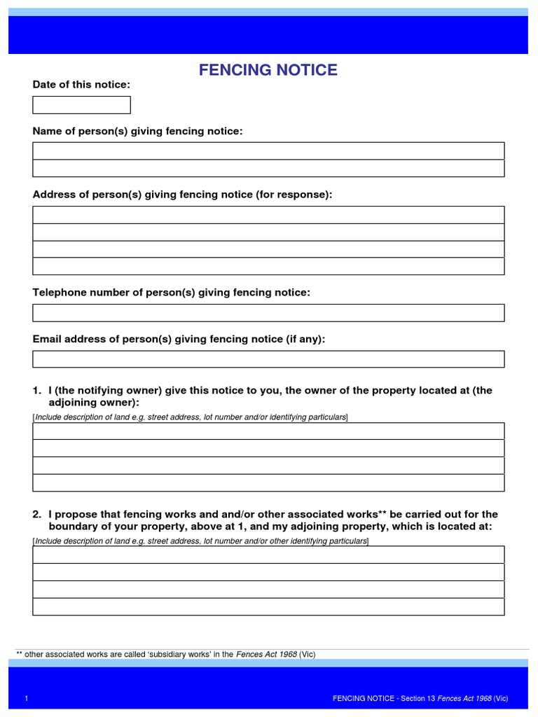 Fencing Notice Under Section 13 Vic | PDF | Fence | Government