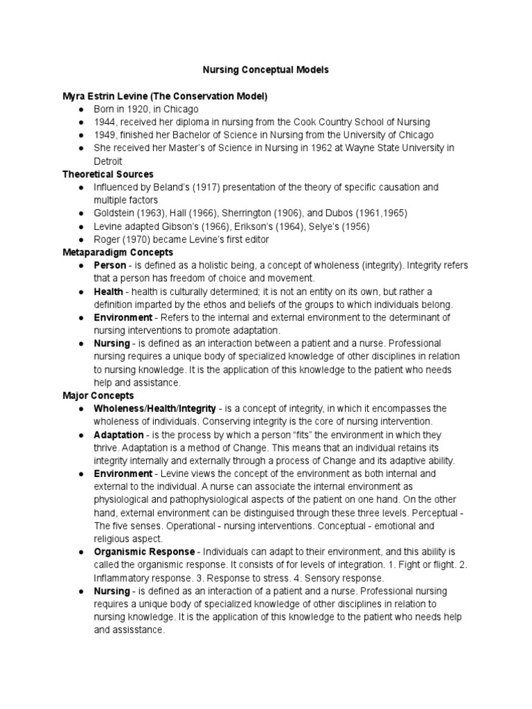 Nursing Conceptual Models | PDF | Nursing | Cognition