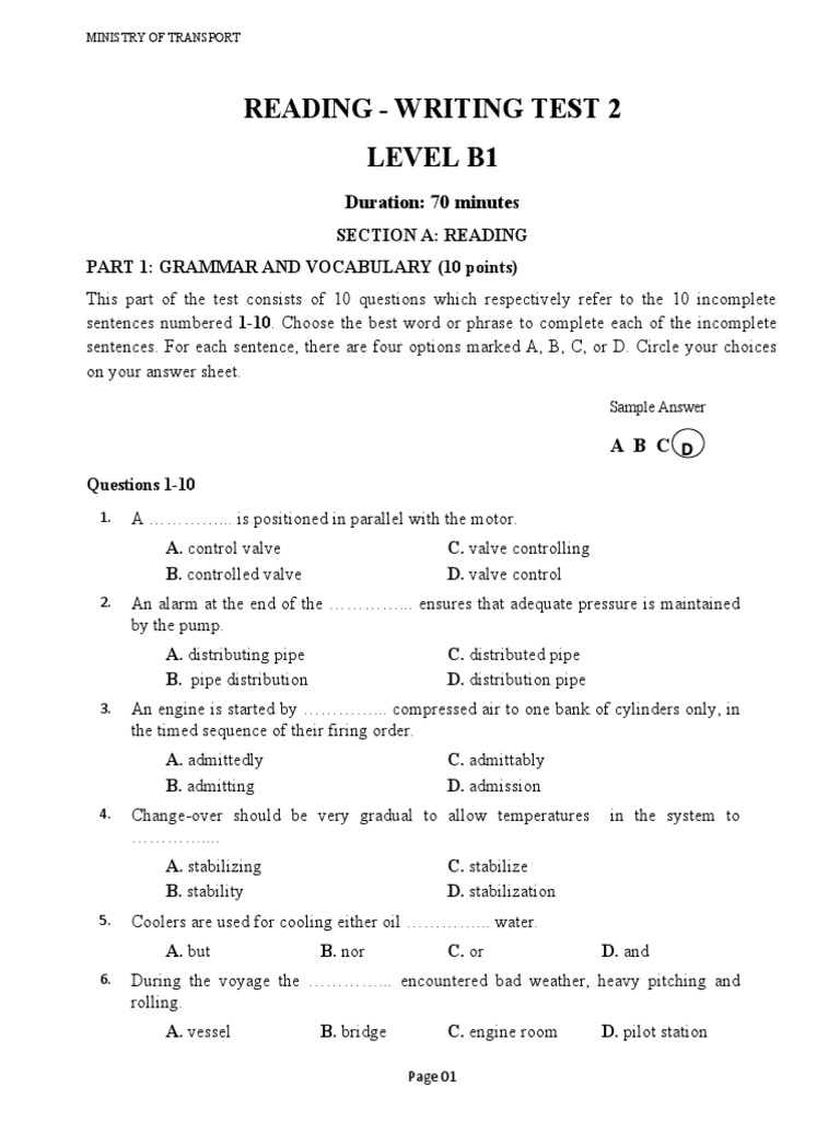 Reading Writing B1 Paper 2 | PDF | Wear | Piston