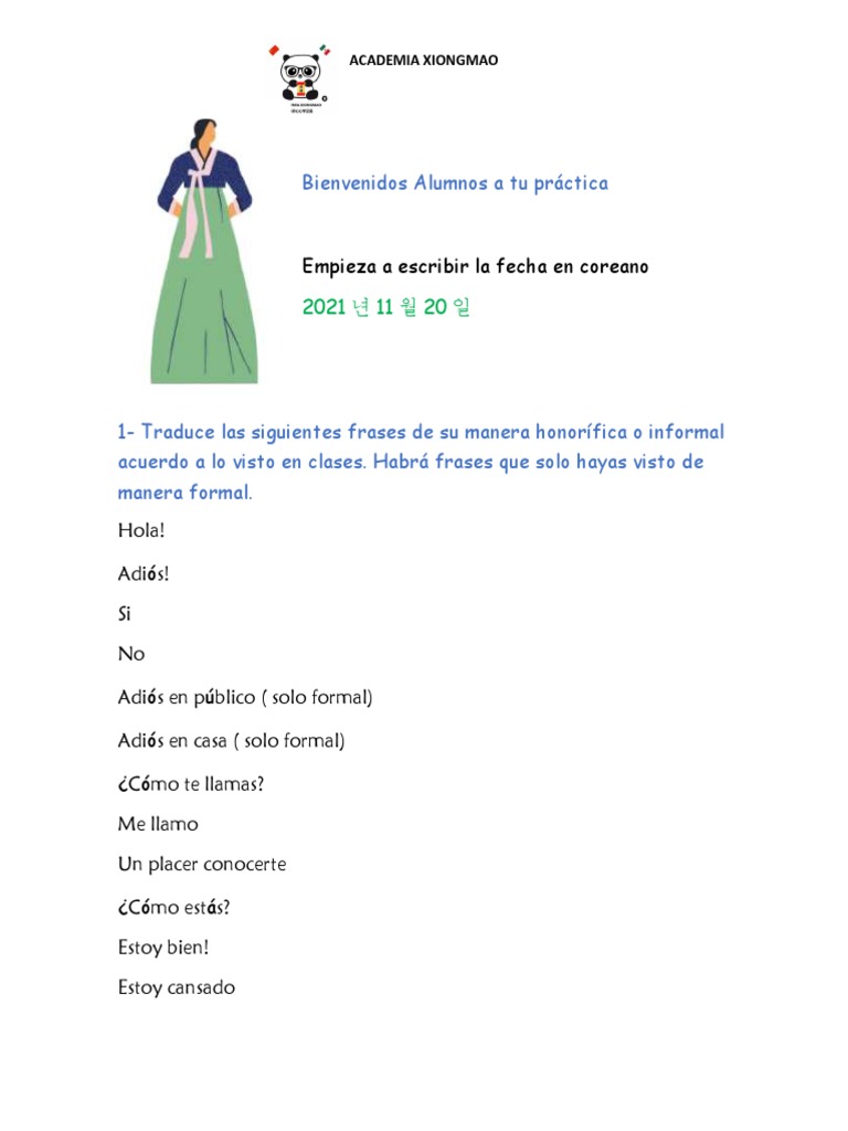 Práctica de Saludos | PDF | Estudios de idiomas extranjeros