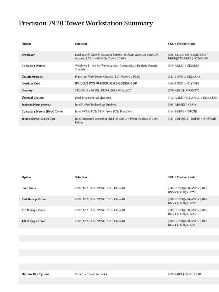 Precision 7920 Tower Workstation - Spek - 1 | PDF | Solid State Drive ...