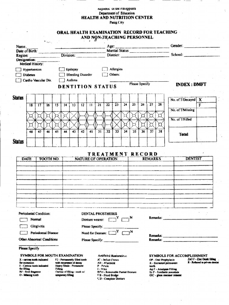 Oral Health Examination Record Pdf