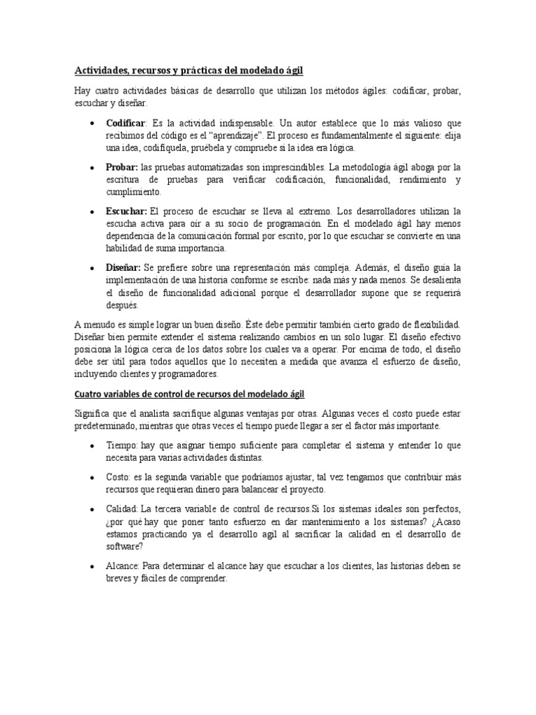 Actividades Modelado Agil | PDF | Diseño | Software