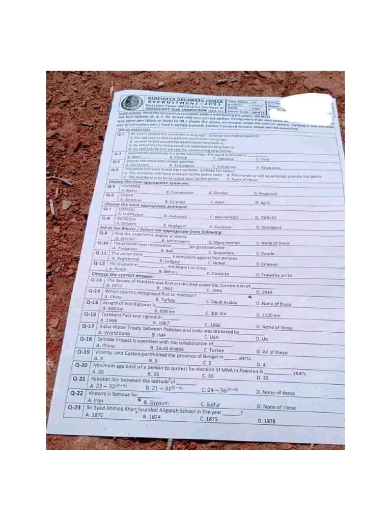 ASF ASI Test Paper | PDF