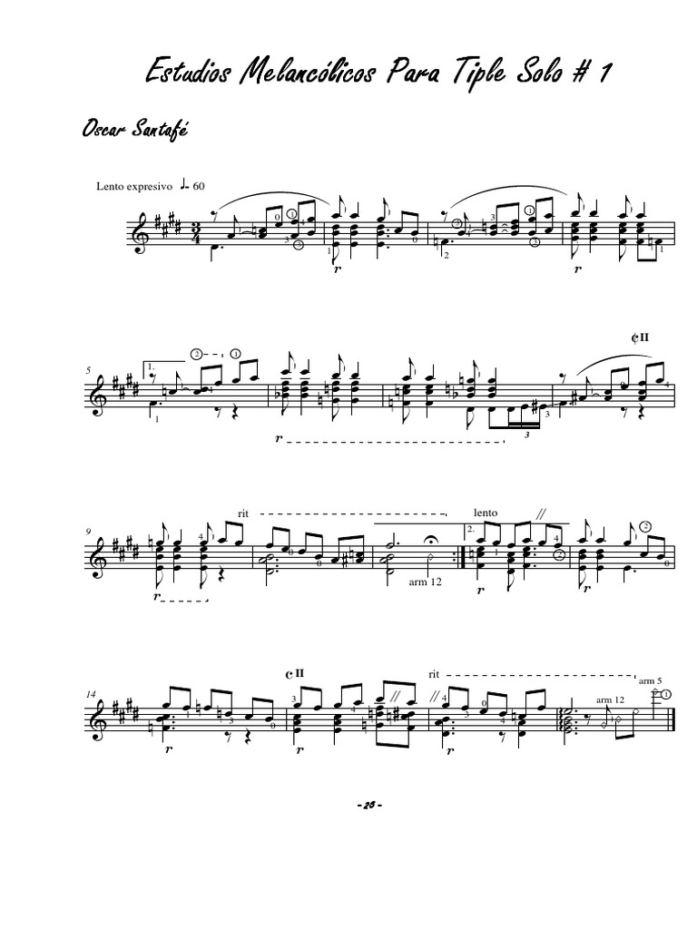 Estudios Melancolicos para Tiple Solista | PDF