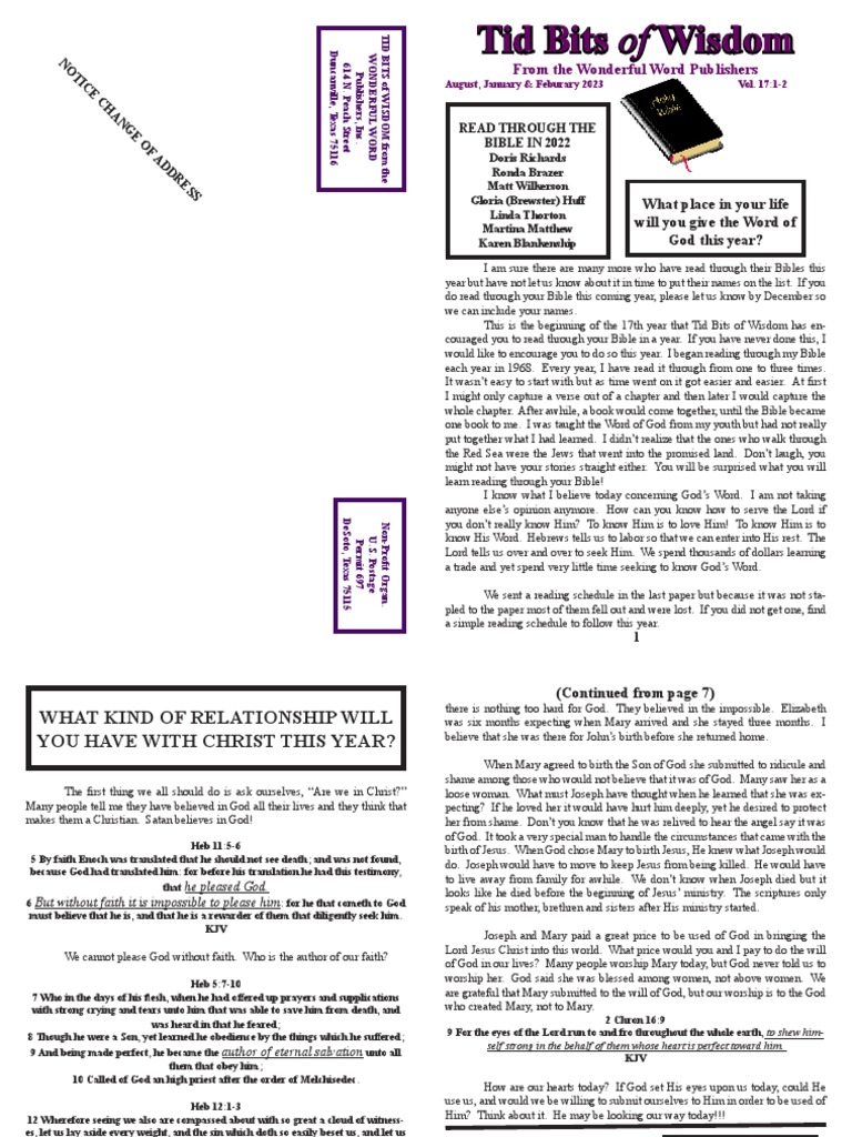Tid Bits of Wisdom January & February 2023 | PDF | Jesus | Mary, Mother ... Tid Bits of Wisdom January & February 2023 | PDF | Jesus | Mary, Mother ...