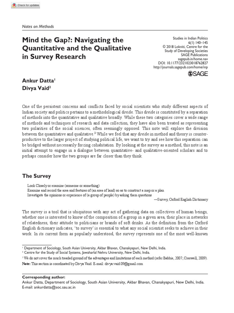 Mind The Gap - Navigating The Qty Qly Method - Vaid - Dutta | PDF ...