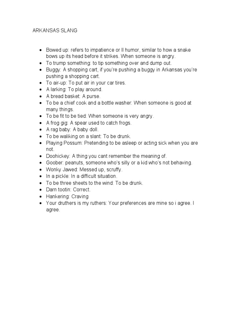 Arkansas Slang and Expressions | PDF | Language Arts & Discipline