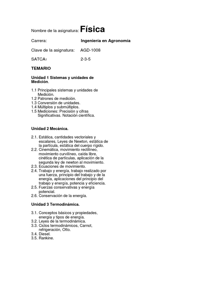 Temario Fisica | PDF