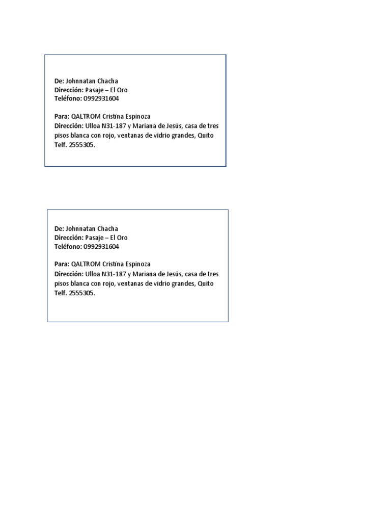 Envios Ejemplos | PDF