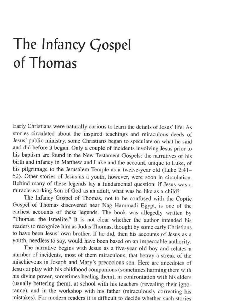 Infancy Gospel Thomas | PDF | Gospel Of Thomas | Christian Texts