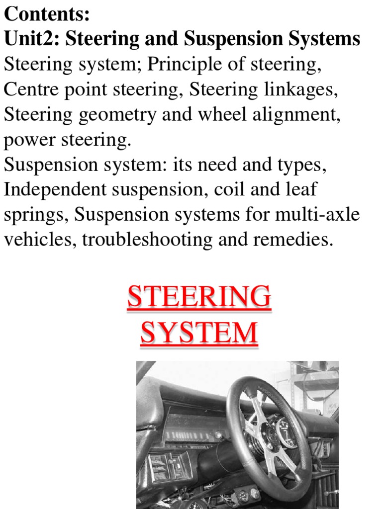 Unit 2 Steering System | Download Free PDF | Steering | Mechanics