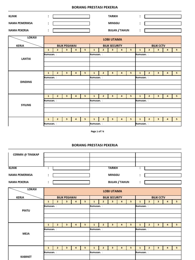 Borang Prestasi Pekerja | PDF