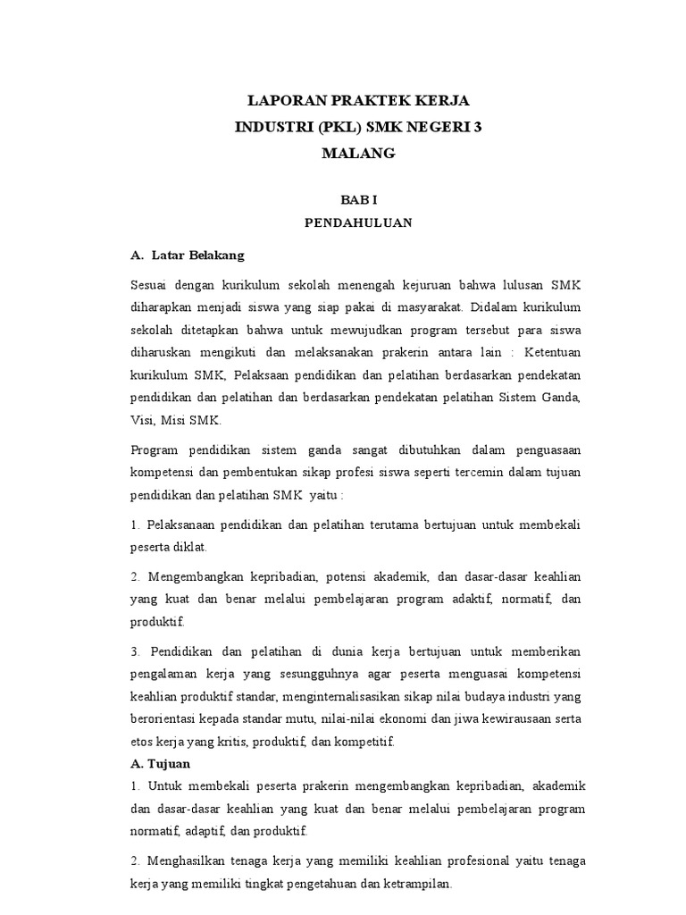 Format Penulisan Laporan PKL | PDF