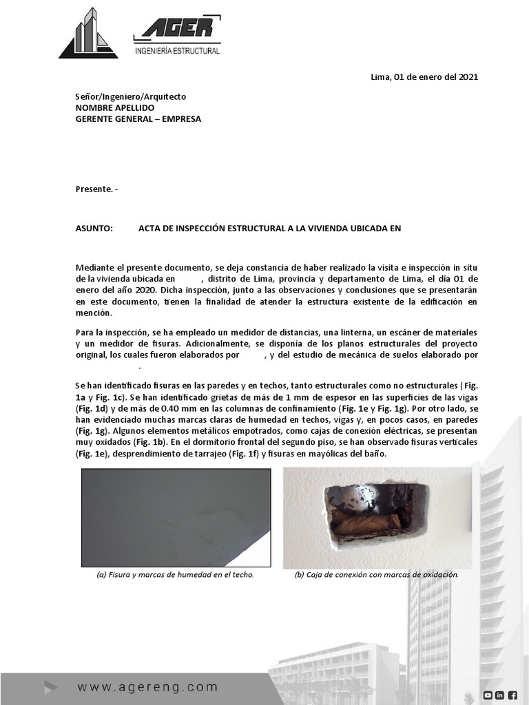 Ft-Ing-Mhd-8.4.1-10 Acta de Inspección Estructural | PDF | Hormigón | Corrosión