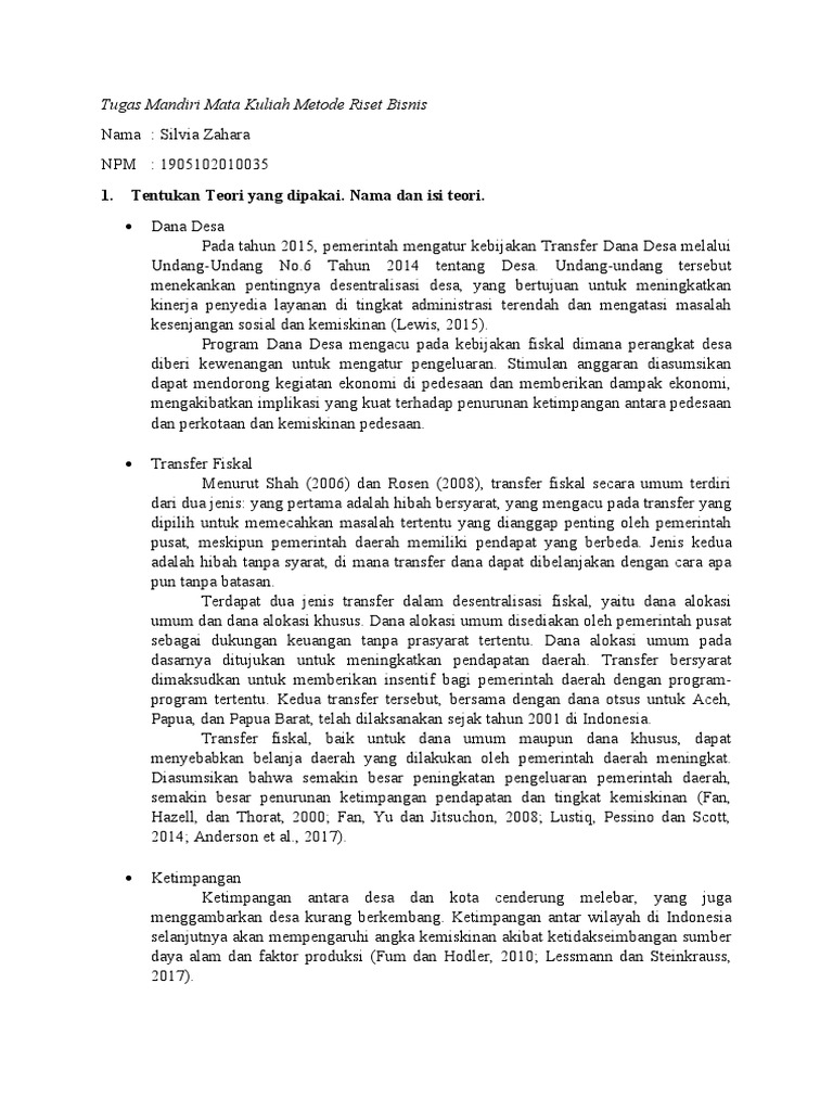 Silvia Zahara - 1905102010035 - Tugas Mandiri Mata Kuliah Metode Riset Bisnis | PDF