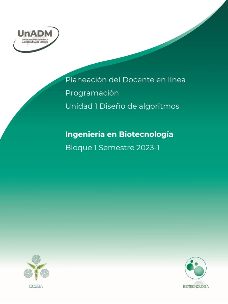 BI. Planeación Unidad 1 - Programacióno | PDF | Algoritmos | Programación de computadoras