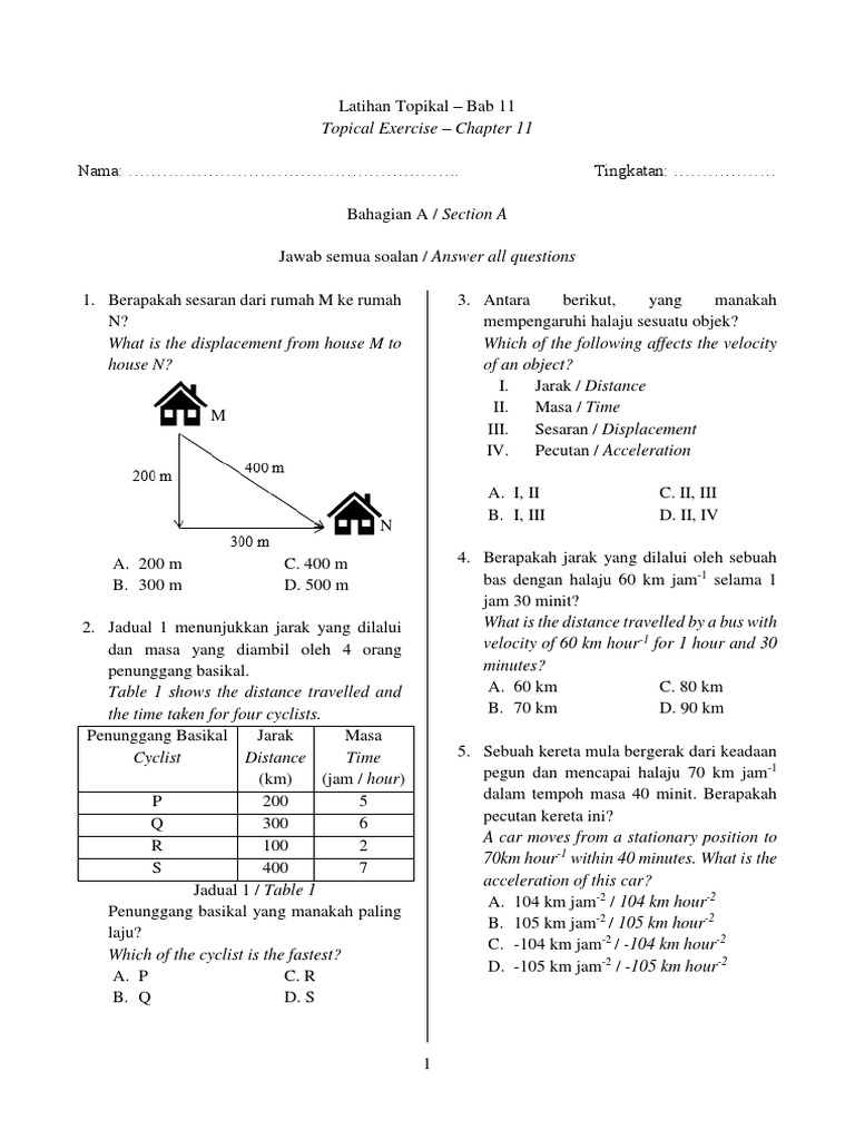 Latihan Gerakan dan Halaju Fizik | PDF