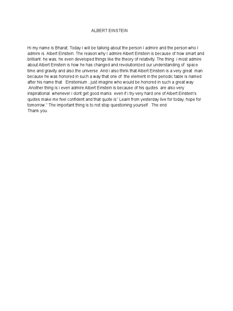 Albert Einstein Speech | PDF