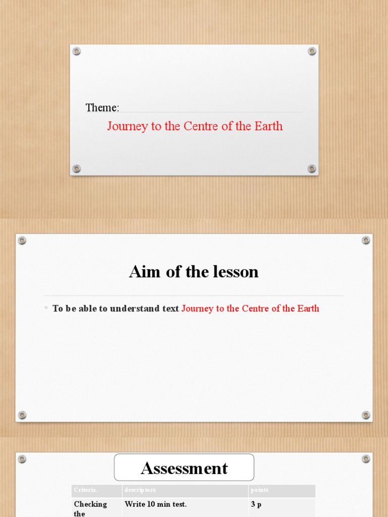 Lesson Plan: Journey to the Centre | PDF