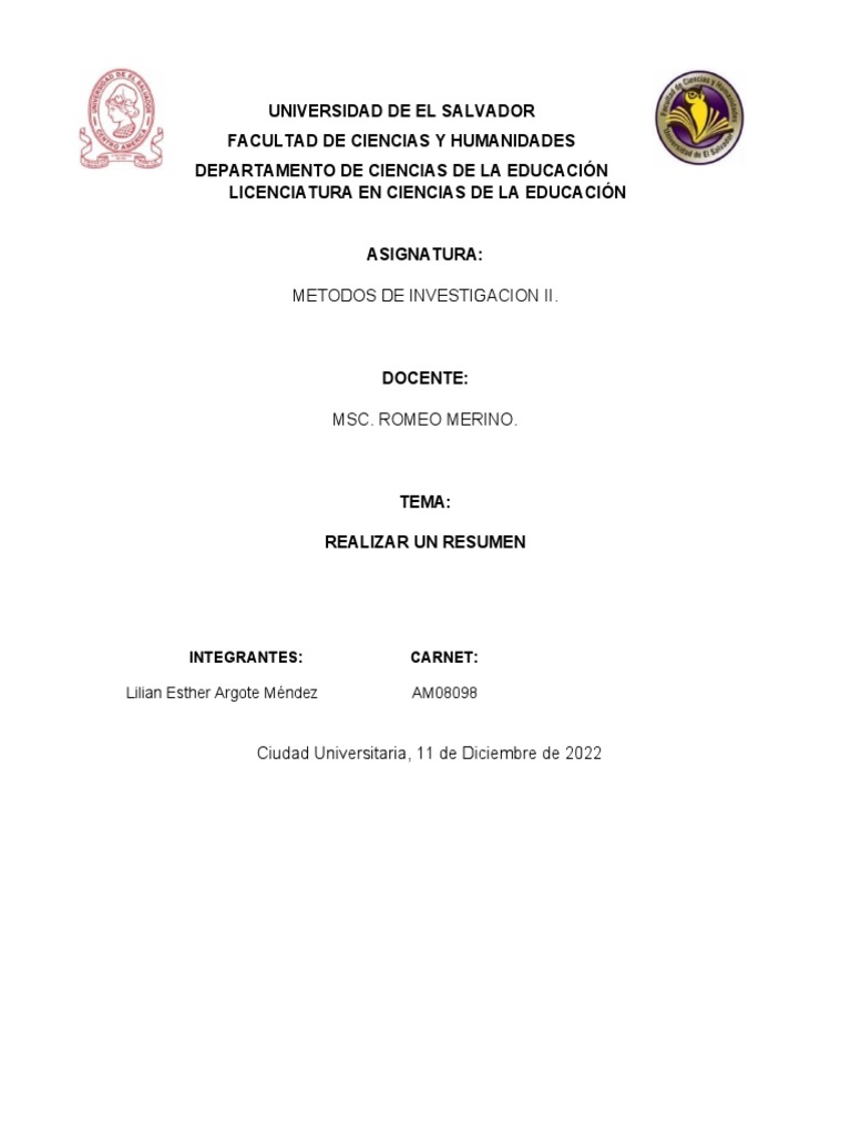 Caratula Universidad de El Salvador | PDF