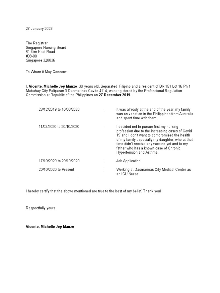 Sample Gap Letter | PDF