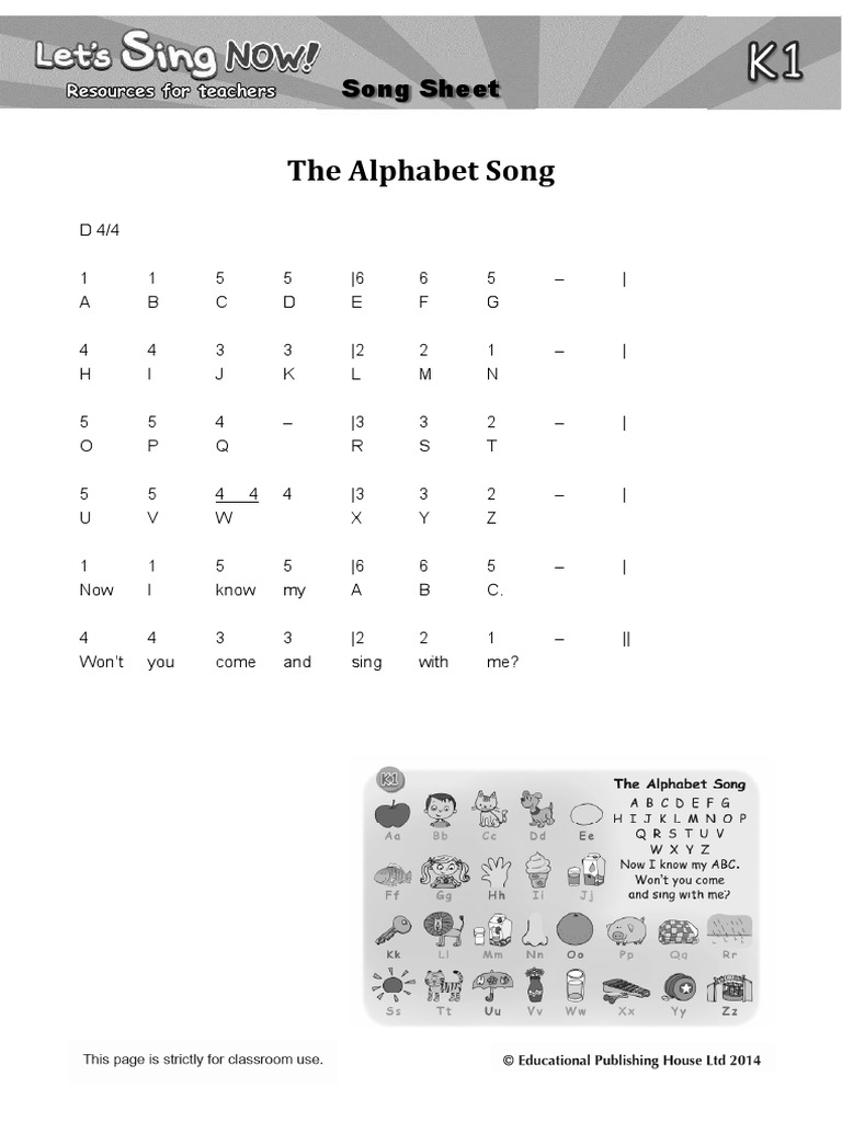 Alphabet Song Sheet Music and Lyrics | PDF