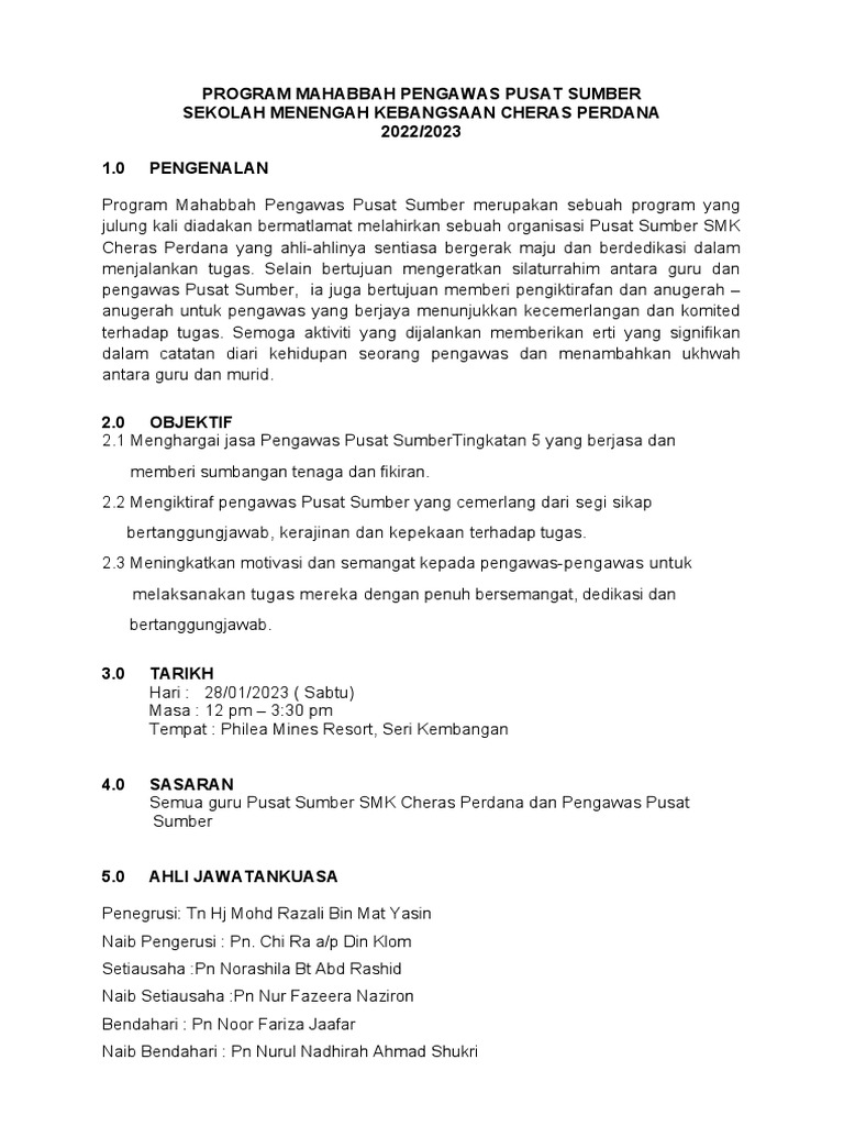 Kertas Kerja Program Mahabbah PPS 2022 | PDF