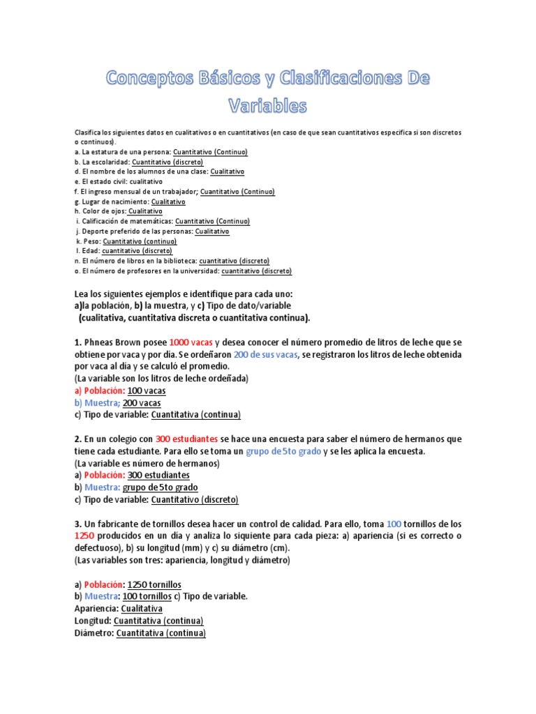 Conceptos Básicos y Clasificaciones De Variables | PDF | Investigación ... Conceptos Básicos y Clasificaciones De Variables | PDF | Investigación ...