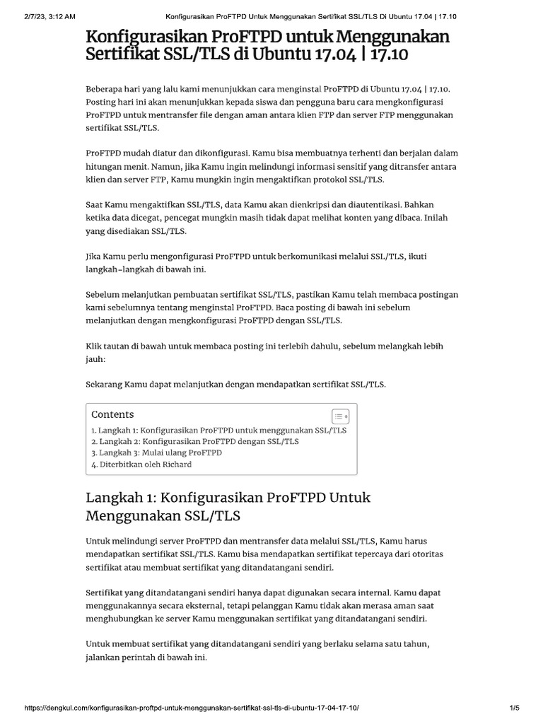 Proftp Dengan SSL | PDF