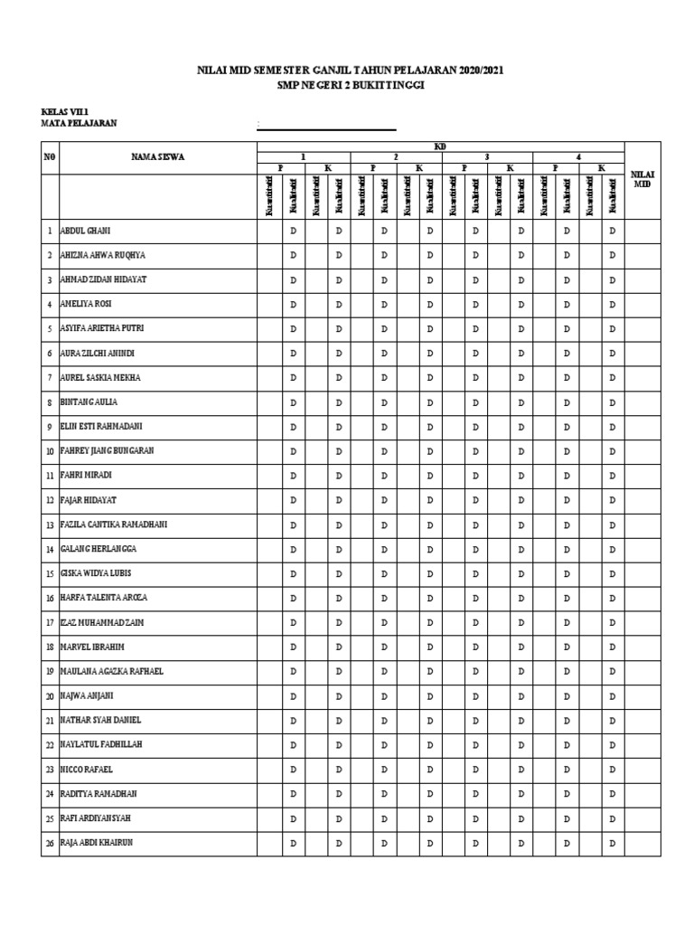 2021-Mid Ganjil-Kelas Vii | PDF