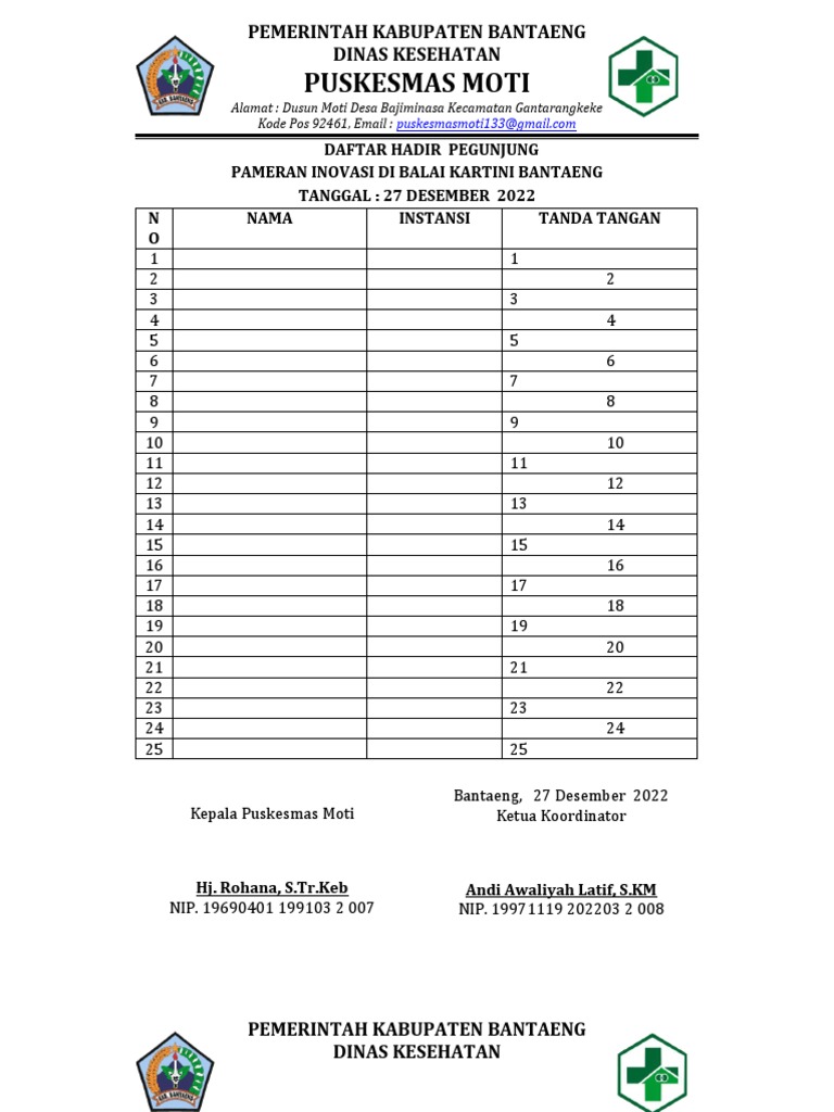 Daftar Hadir Pameran | PDF