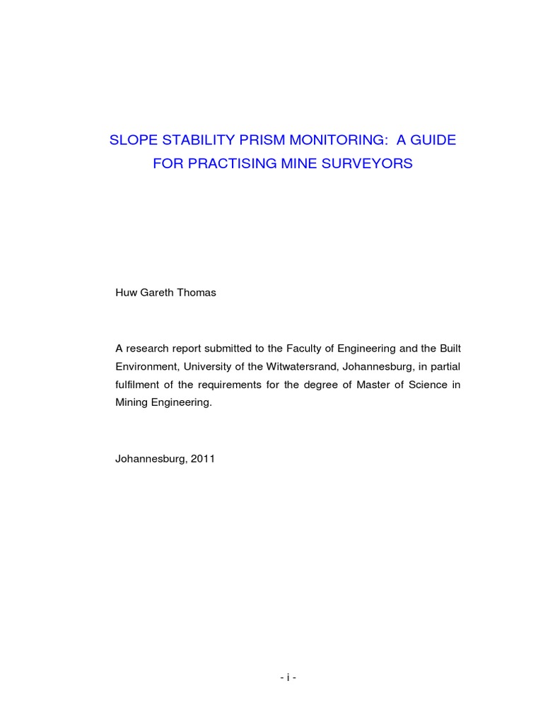 Slope Stability Monitoring for Mine Surveyors | PDF | Surveying ...